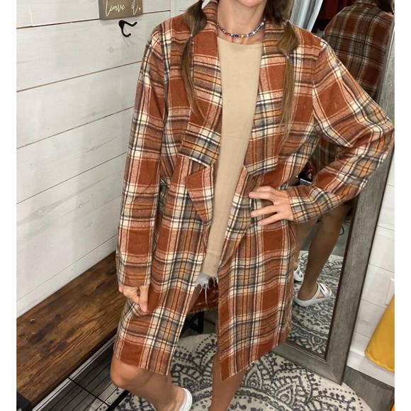 ANDREE BY UNIT | Jackets & Coats | New Andree By Unit Long Plaid Jacket ...